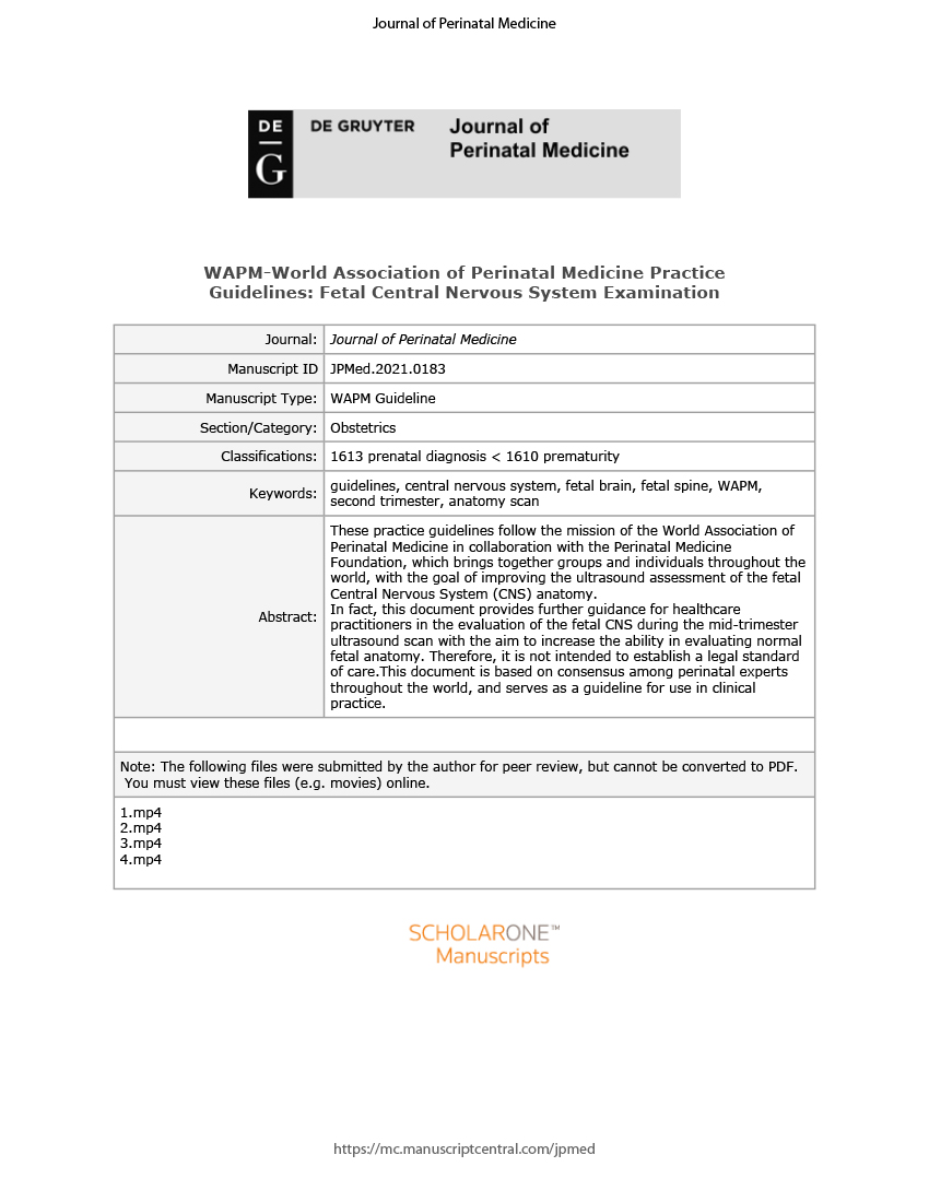 Guidelines – WAPM – World Association of Perinatal Medicine